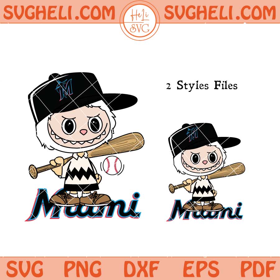 Labubu Charlie Brown Miami Marlins Baseball Svg
