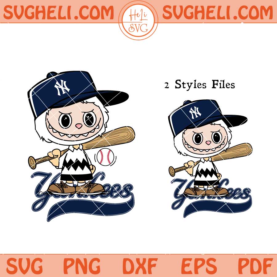 Labubu Charlie Brown New York Yankees Baseball Svg
