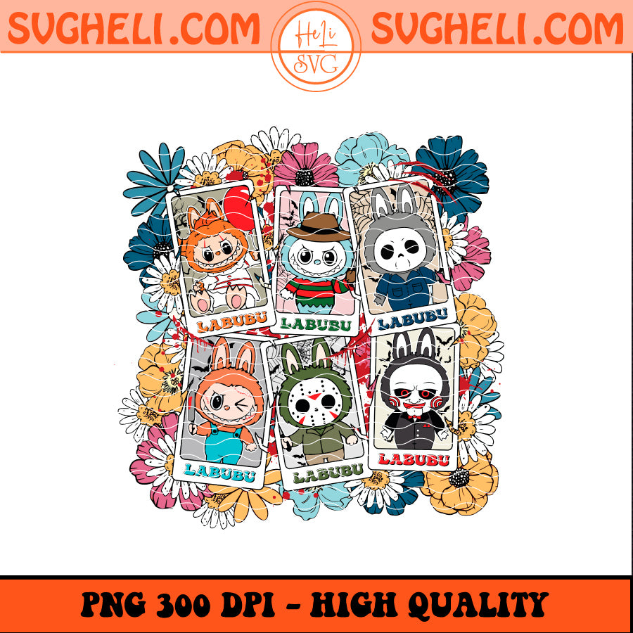 Labubu Flowers Horror Collection Png, Labubu Hallowen Png