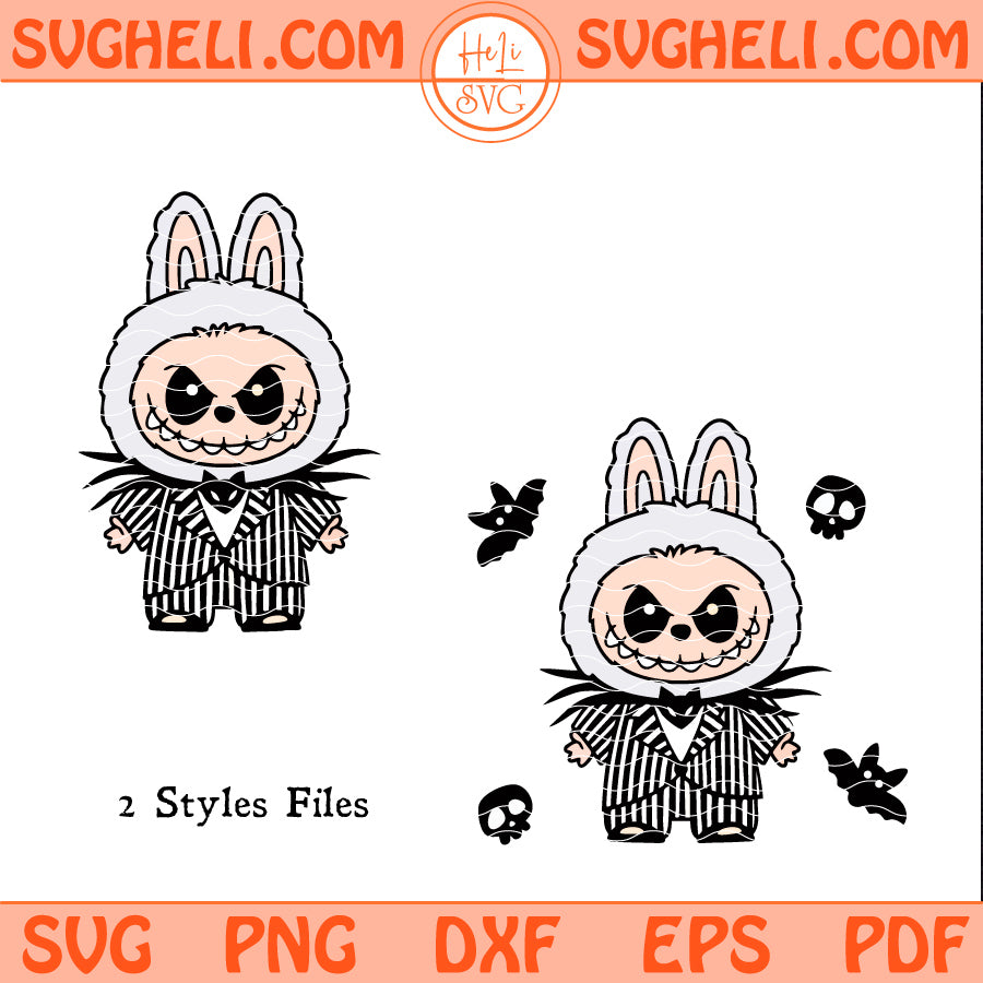 Labubu Jack Skellington Svg Cute Labubu Halloween Svg