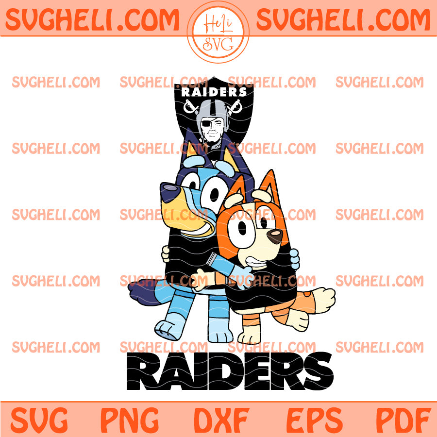 Las Vegas Raiders Bluey & Bingo Football Svg, Bluey NFL Svg