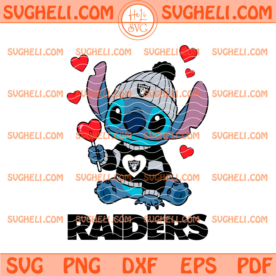 Las Vegas Raiders Stitch Valentine Football Svg, Raiders Svg