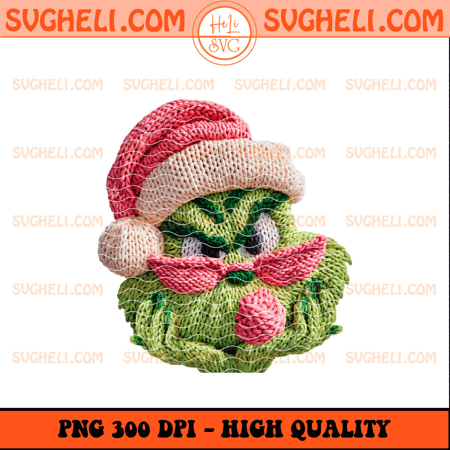 Latch Hook Yarn Crochet Grinch Blowing Bubble Gum Png