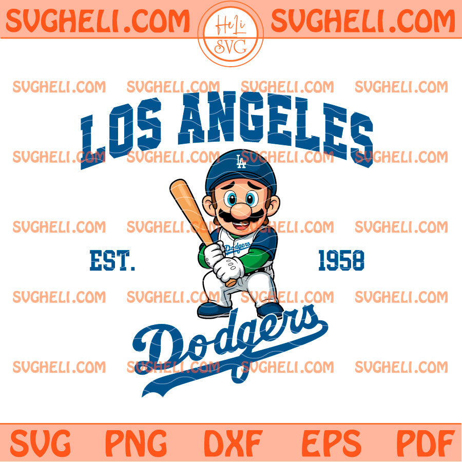 Luigi Super Mario LA Dodgers Est 1958 Svg, Luigi Dodgers Svg