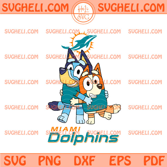 Miami Dolphins Bluey & Bingo Football Svg, Bluey NFL Svg