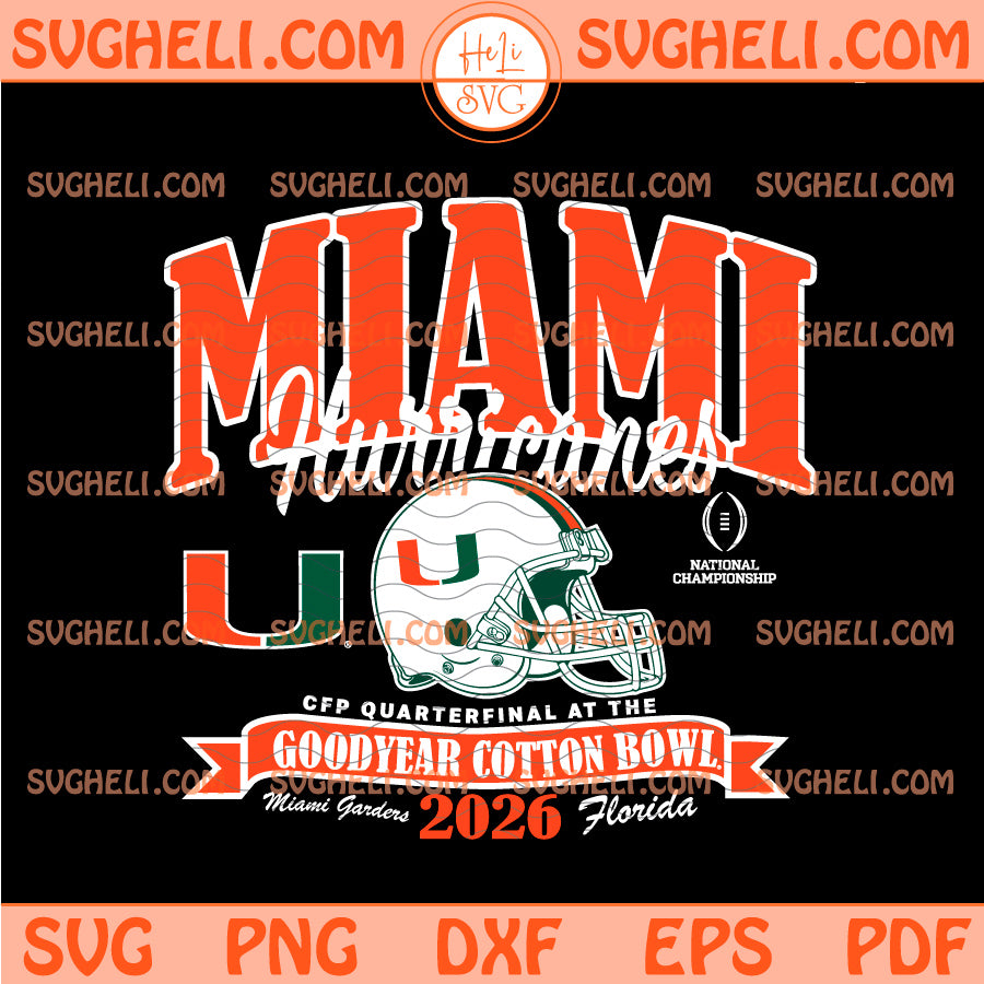 Miami Hurricanes National Championship CFP 2026 Helmet Svg