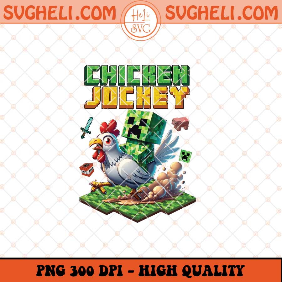 Chicken Jockey 2025 Png MineCraft Chicken Pixel Funny Png