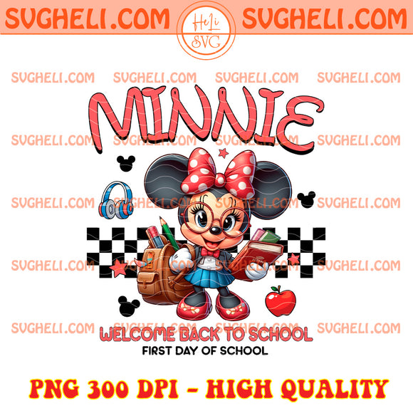 Minnie Back To School Png, Minnie First Day Of School Png