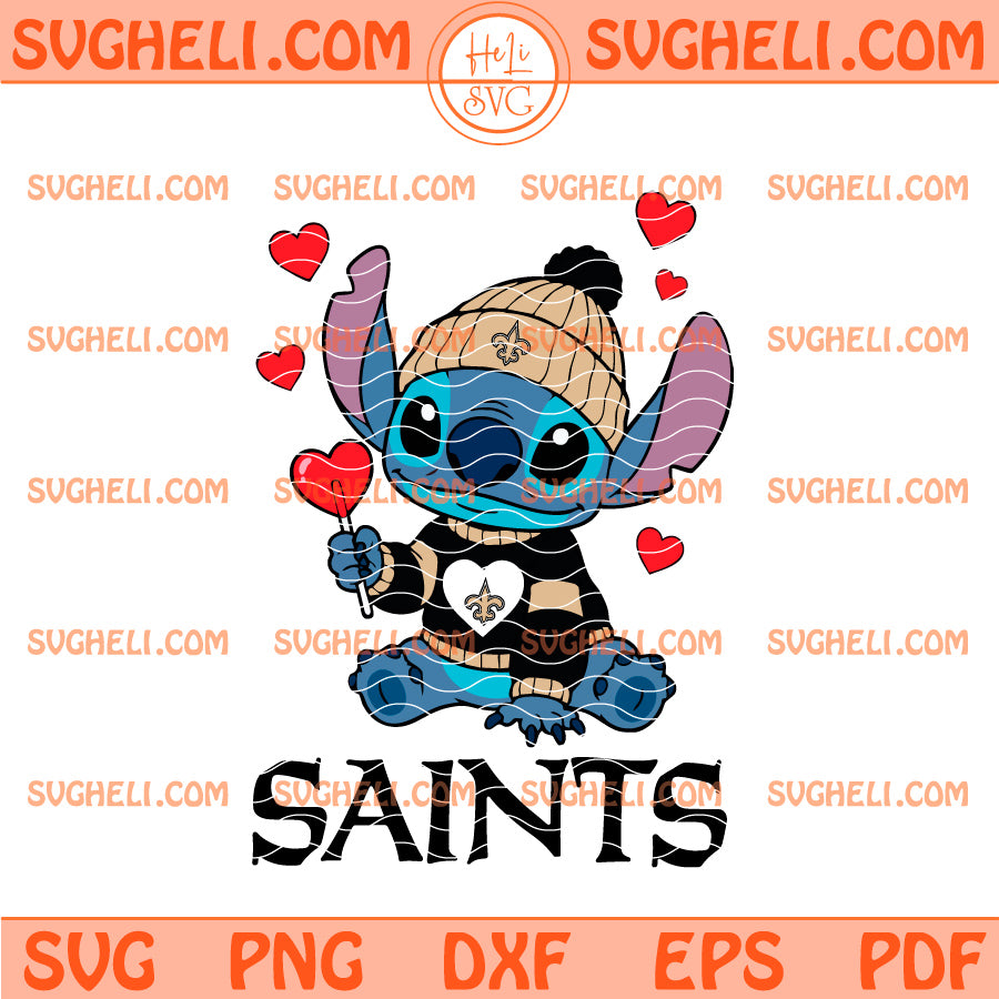 New Orleans Saints Stitch Valentine Football Svg, Saints Svg