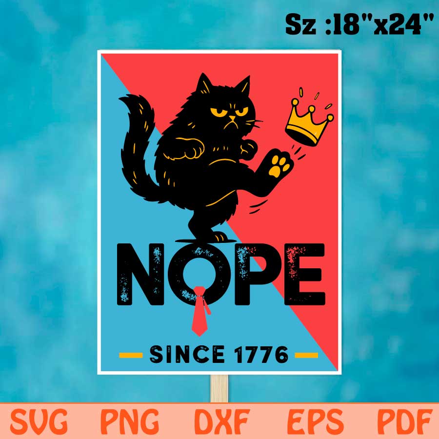 No Kings in America Protest Sign Svg Black Cat Protest Sign Svg