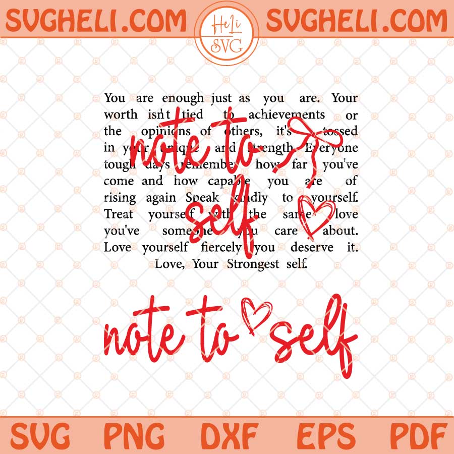 Note To Self Words Svg Motivational Coquette Bow Svg
