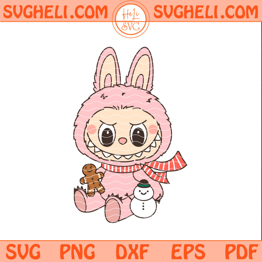 Pink Bunny Labubu Christmas Svg, Labubu Christmas Svg