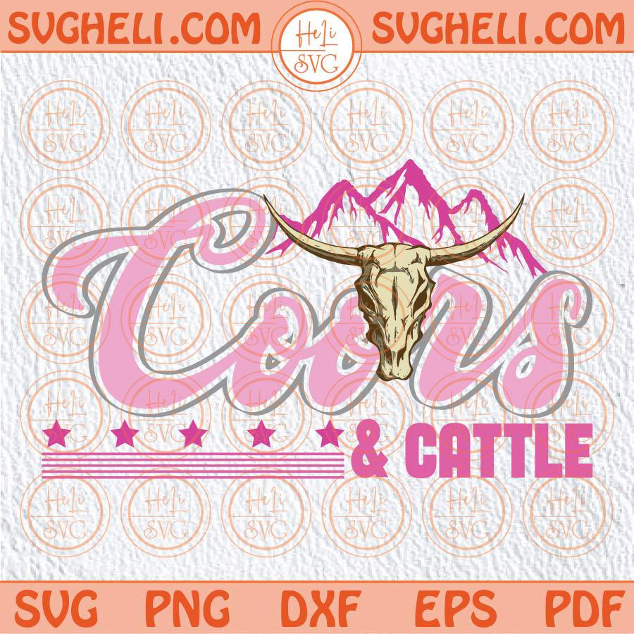 Pink Coors And Cattle Svg Preppy Bull Skull Girly Country Svg Png