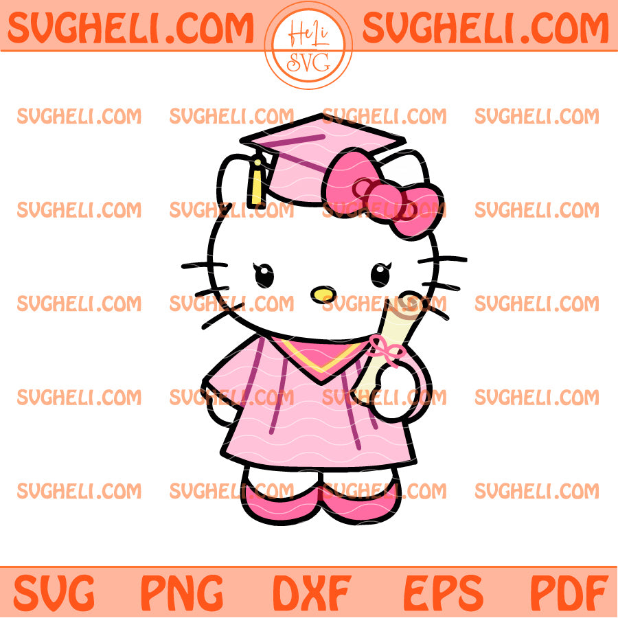 Pink Hello Kitty Graduate Svg, Hello Kitty Graduate Svg