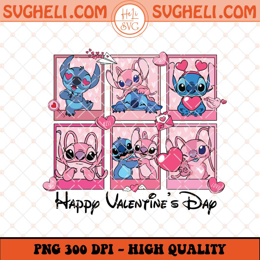 Pink Valentine Stitch Png Stitch and Angel Valentine's Png