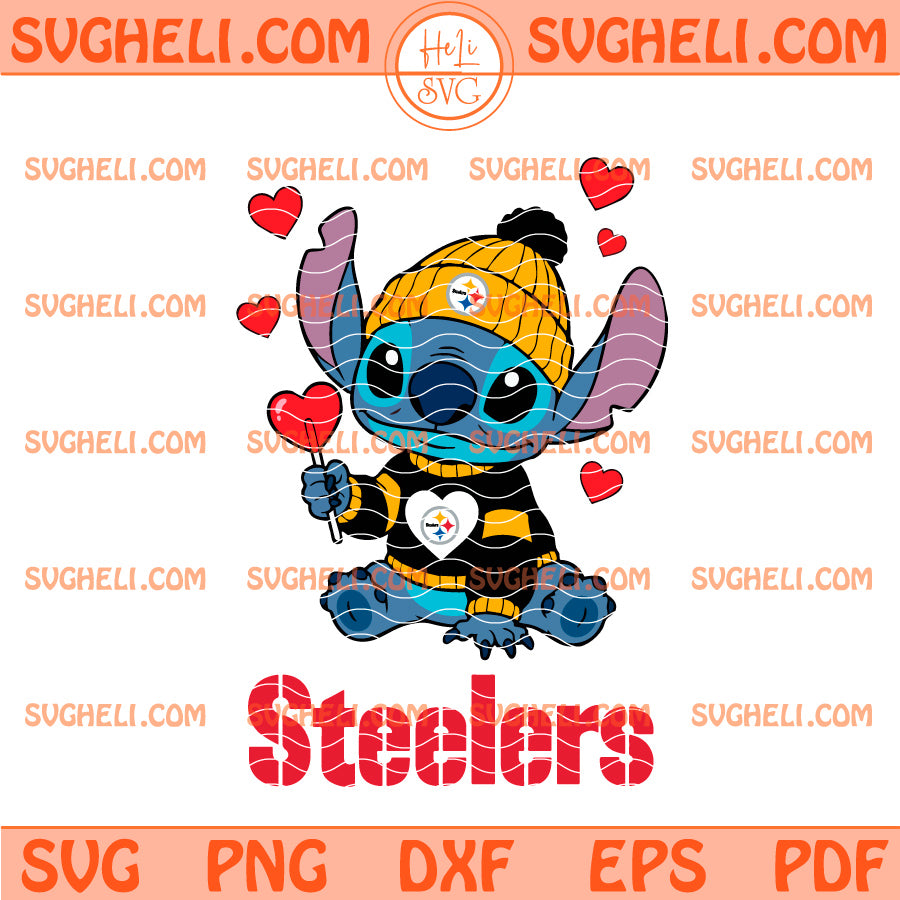Pittsburgh Steelers Stitch Valentine Football Svg