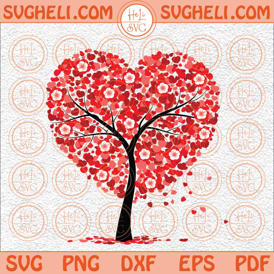 Red Heart Trees Svg Valentine Heart Trees Svg Love Hearts Svg