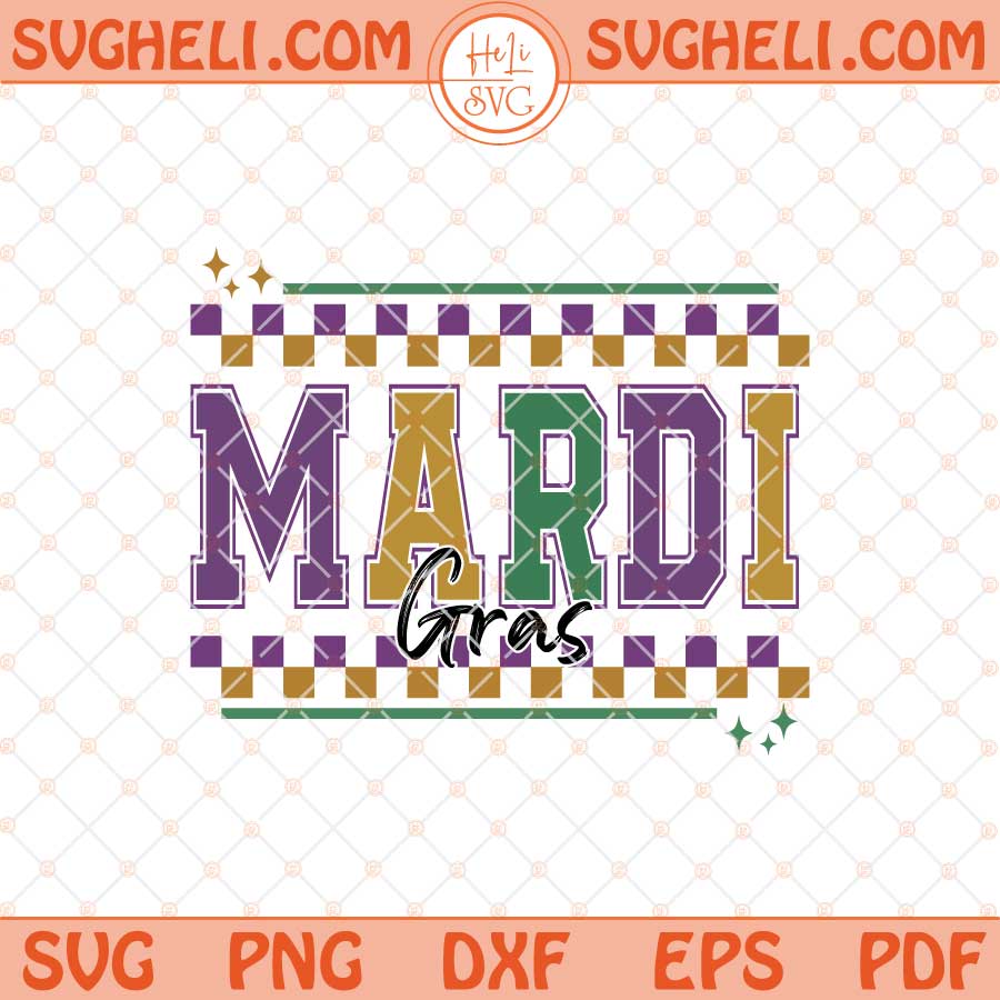 Retro Checkered Mardi Gras Svg Mardi Gras Varsity Svg