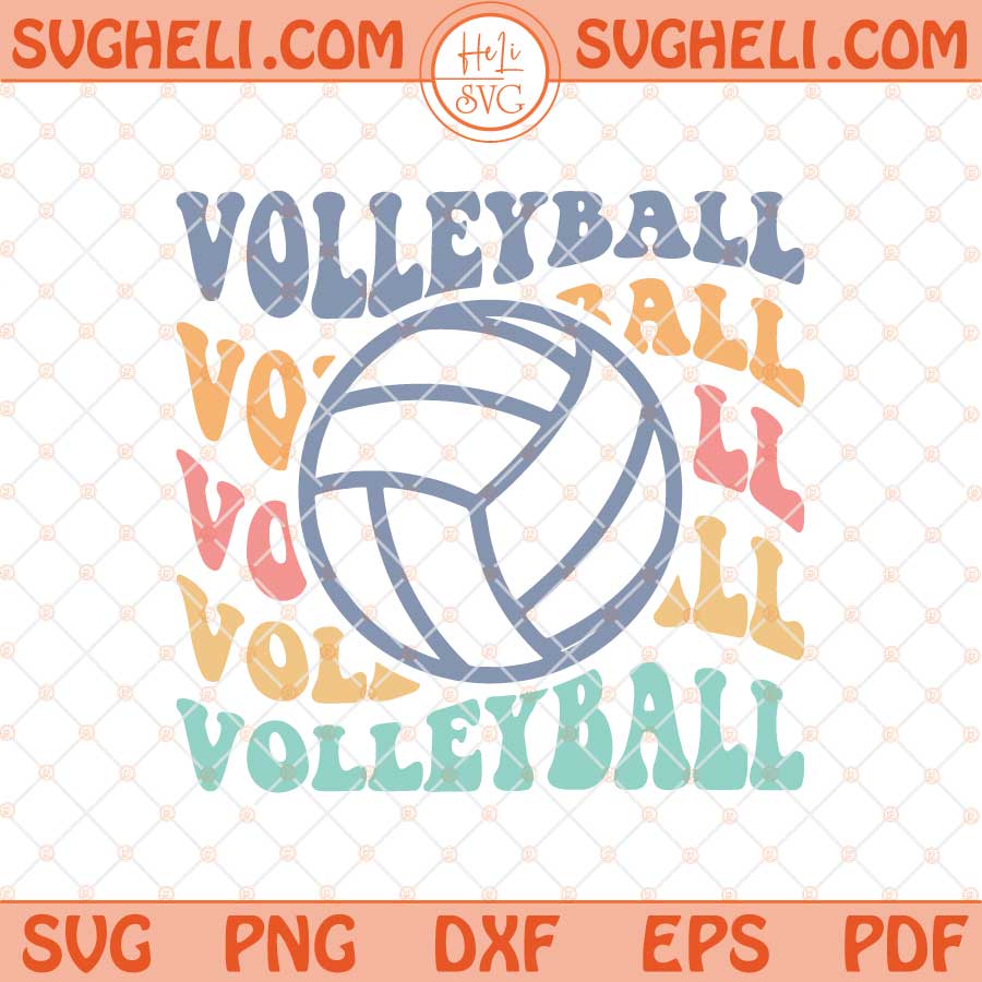 Retro Volleyball Svg Groovy Stacked Cute Game Day Svg