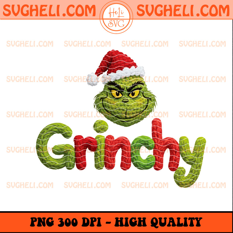 Retro Yarn Crochet Grinch Png, Grinch Christmas Crochet Png