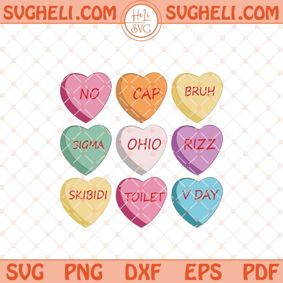Skibidi Valentine’s Day Svg Rizz Candy Heart Svg
