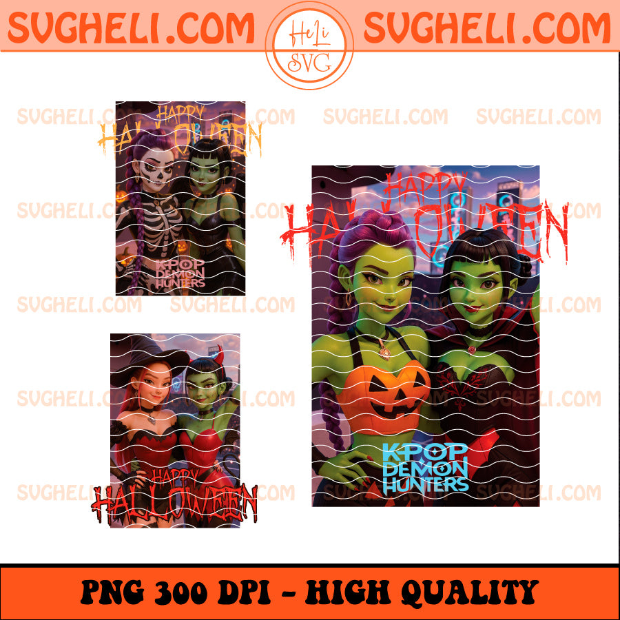 Spooky Huntrix Halloween Png, Kpop Demon Hunters Clipart