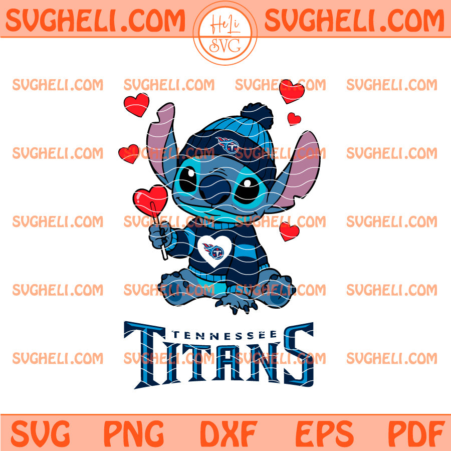 Tennessee Titans Stitch Valentine Football Svg, Titans Svg