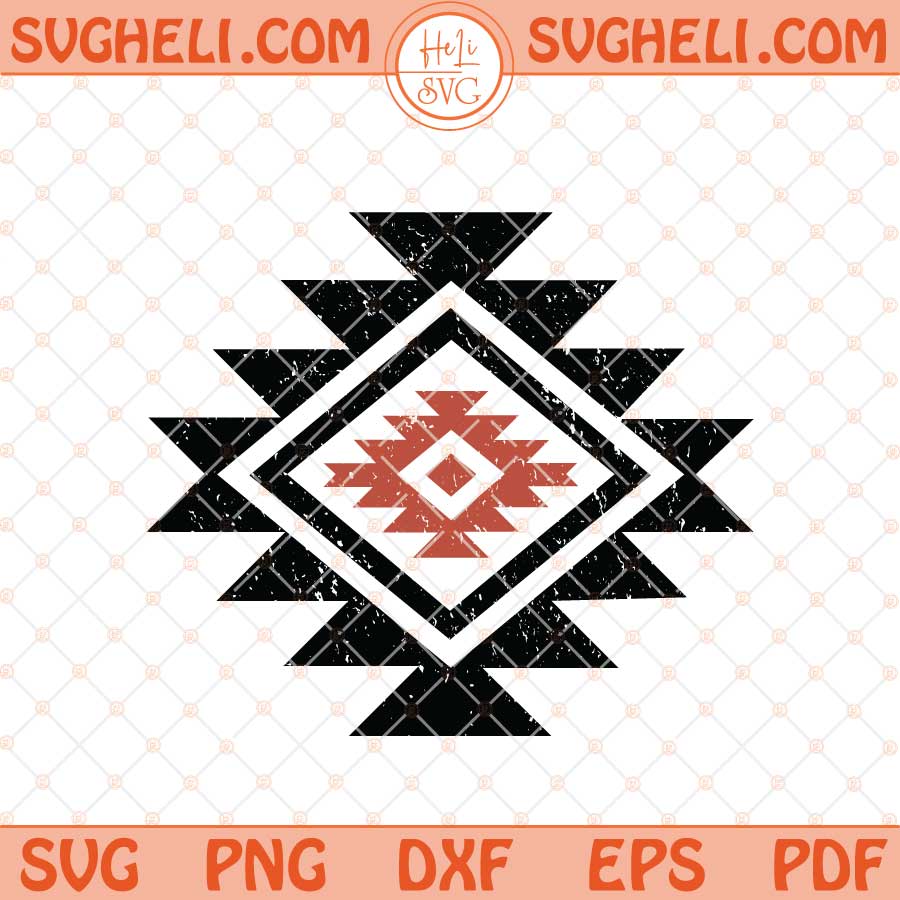 Trendy Distressed Aztec Svg Orange Western Cowgirl Svg