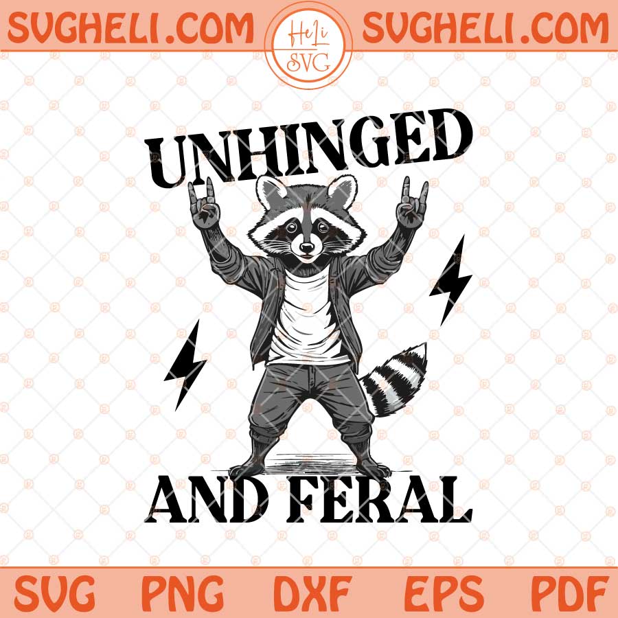 Unhinged And Feral Raccoon Svg Retro Funny Raccoon Svg