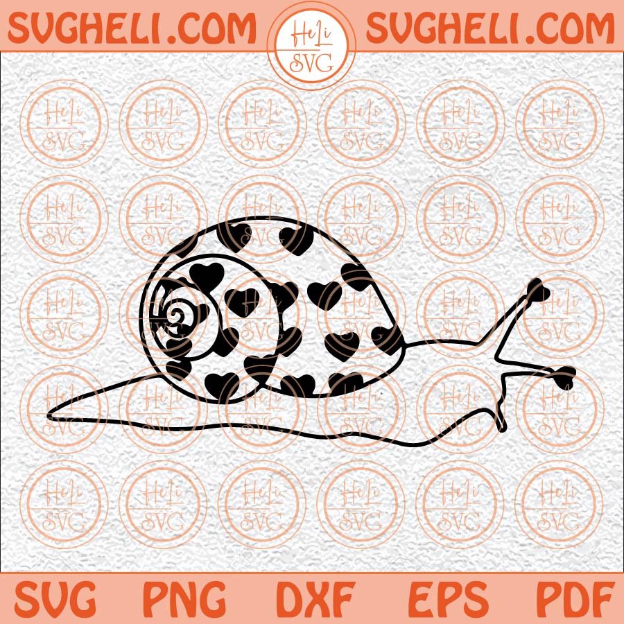 Valentine Snail Svg Heart Svg Cute Snail Svg Black Snail Svg