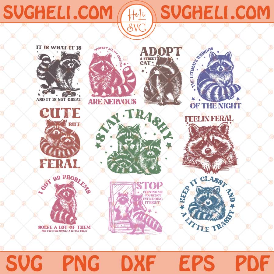 Vintage Raccoon Bundle Svg Funny Raccoon Svg Raccoon Svg