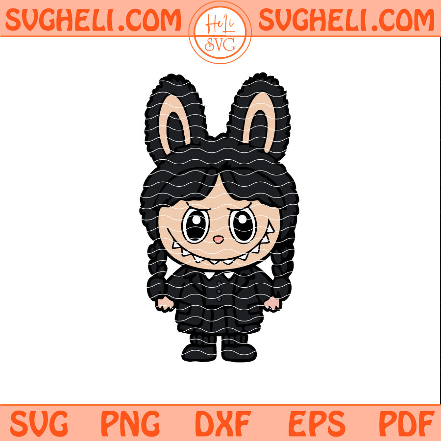 Wednesday Addams Labubu Svg, Cute Wednesday Svg