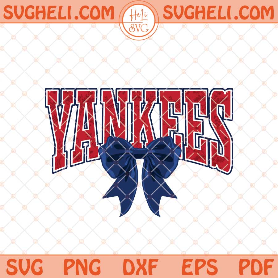 Yankees Baseball Floral Toile Water Color Coquette Bow Svg
