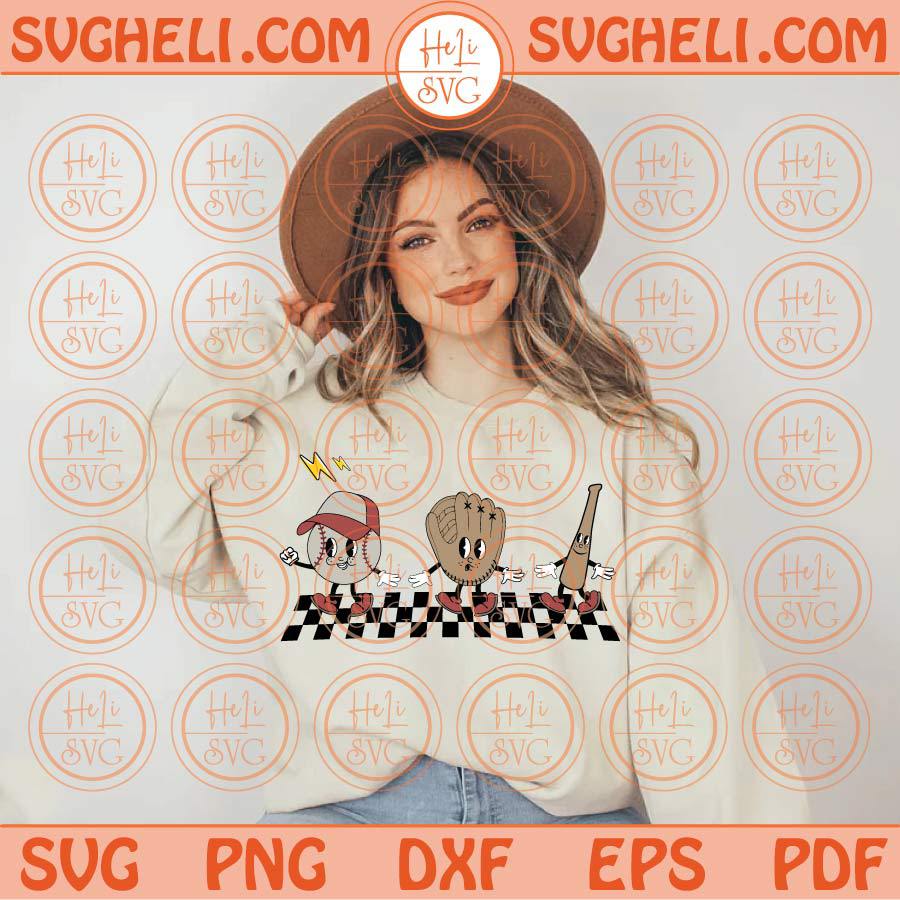 Baseball Retro Characters Svg Groovy Baseball Cartoon Png Sublimation