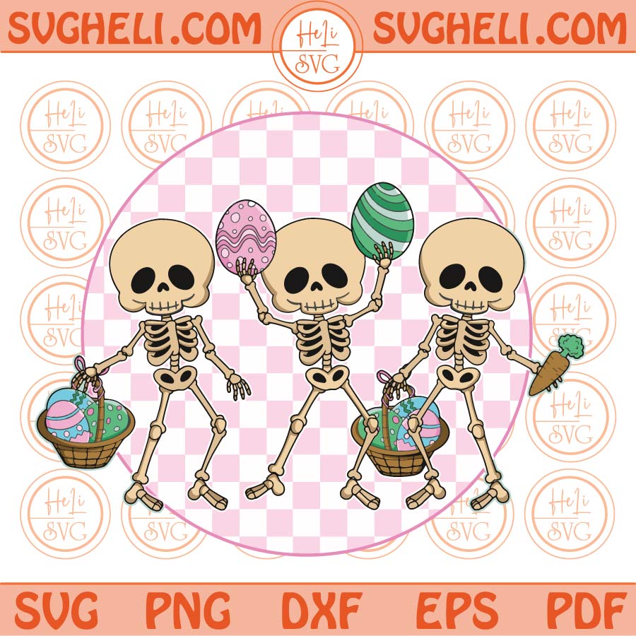 Easter Skeleton Svg Groovy Cute Dancing Skeletons Svg Easter Skellie
