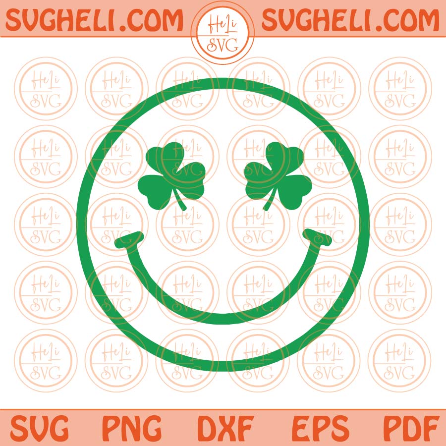 Lucky Smiley Face Svg St Patricks Shamrock Smiley Clover Smiley Svg