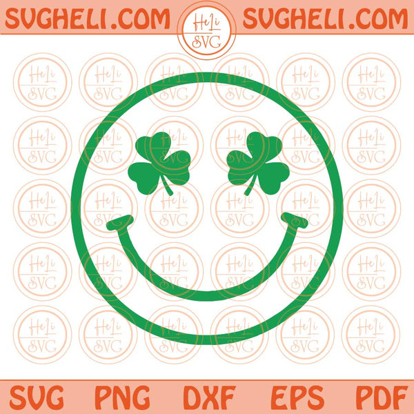 Lucky Smiley Face Svg St Patricks Shamrock Smiley Clover Smiley Svg